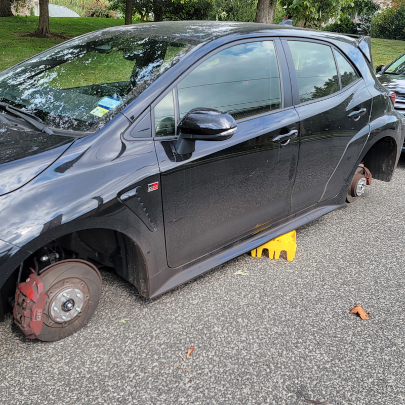 Another case of stolen wheels. Not the car. The wheels. | Forest Hills ...